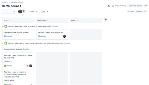 viewing subtasks in jira board when i started using jira to manage our