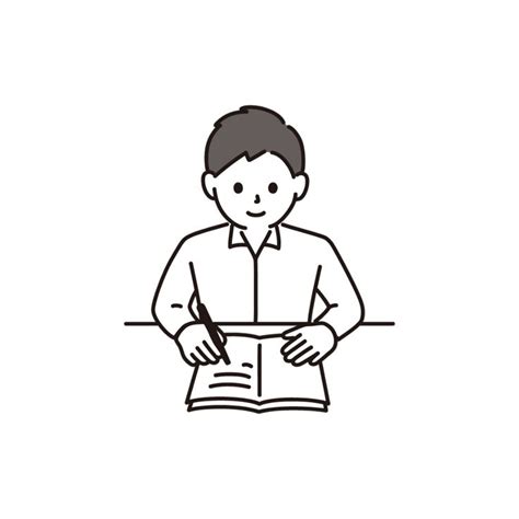 勉強をする男性のイラスト｜フリーイラスト素材集 ソコスト フリー素材 イラスト イラスト フリーイラスト