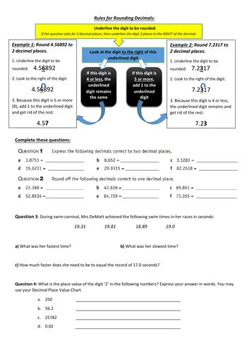 rules for rounding decimals simple steps example and problems