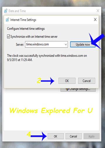synchronize time in windows 10