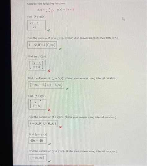 Solved Consider The Following Functions F X X 5x G X 7x−5