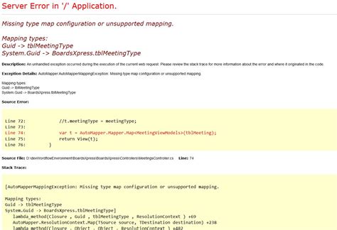 c automapper missing type when mapping database model from entity to