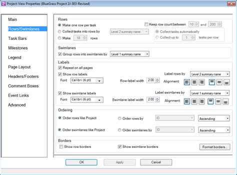 editing rows and swimlanes for version 5 3 portal onepager