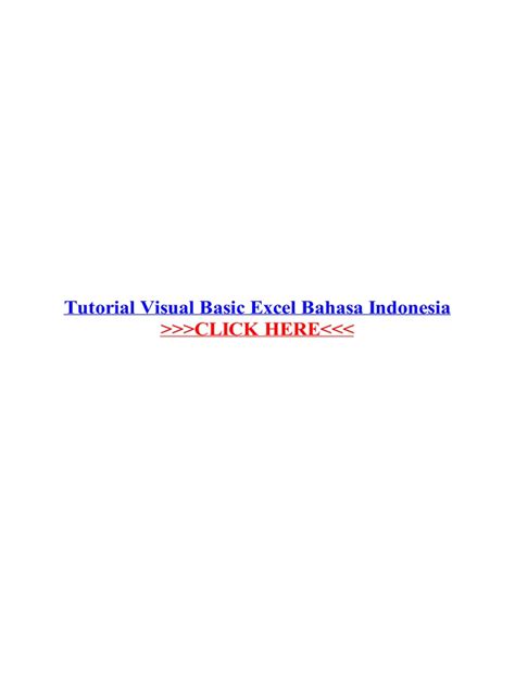 tutorial visual basic excel bahasa indonesia