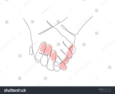Continuous Line Drawing Couple Holding Hands Stock Vector Royalty Free