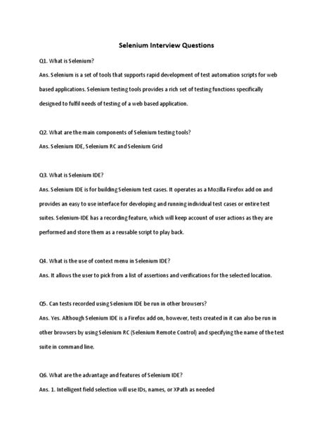 selenium interview questions selenium software computer programming