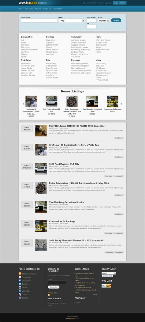 westcoast premium drupal classified ads theme