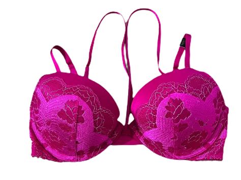 Victorias Secret Very Sexy Strappy Front Push Up Padded Lace Bra Pink