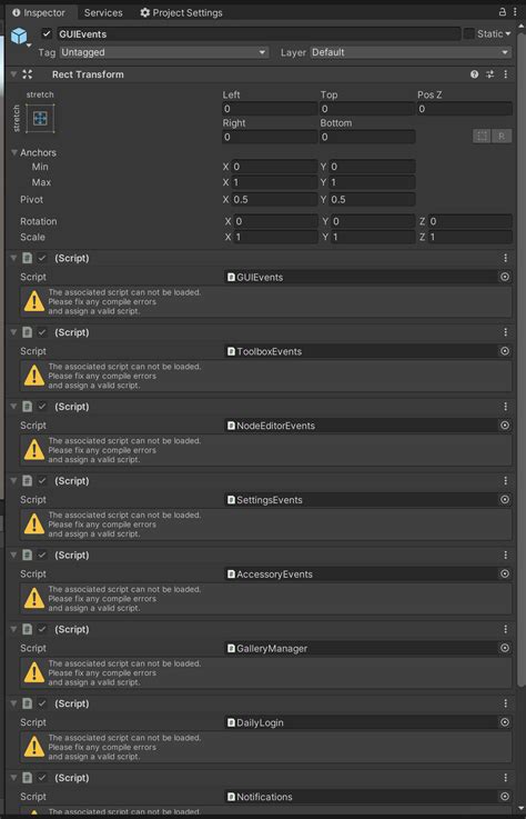 the associated script can not be loaded called on every object in