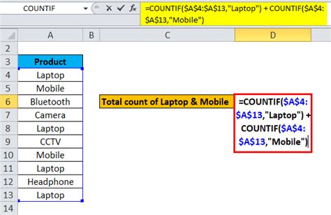 formula excel countif multiple criteria