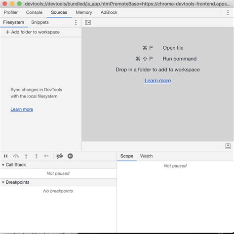 40 chrome javascript debugger not working modern
