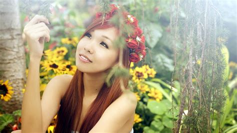 Brown Haired Woman Wearing Floral Wreath Hd Wallpaper Wallpaper Flare