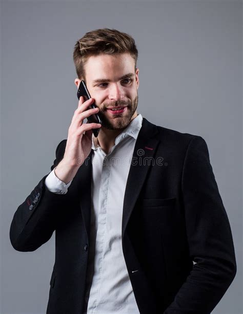 Hello Communication Mens Wear Confident Businessman Young Handsome