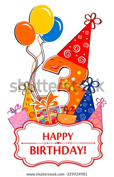 Happy Birthday Celebration Background Number Three 库存矢量图（免版税）329924981