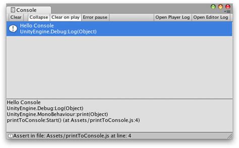 how do you show console in unity