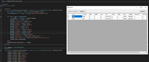 issue with converting json to vb datatable stack