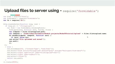 upload a file in node js using formidable module youtube