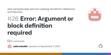 error argument or block definition required · issue 26 · aws samples