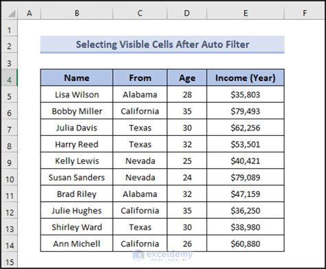 how to select visible cells in excel with vba 5 easy methods