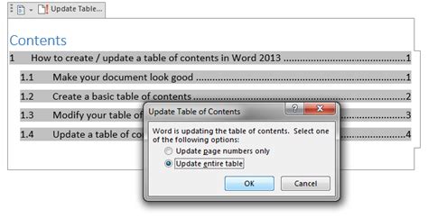 how to create table of contents toc in microsoft word
