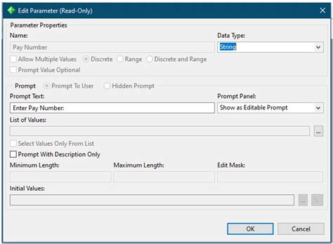 Crystal Reports Enterprise Parameter Is Read Only Stack Overflow