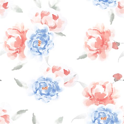 Blue And Orange Rose Watercolor Seamless Pattern 35153641 Png