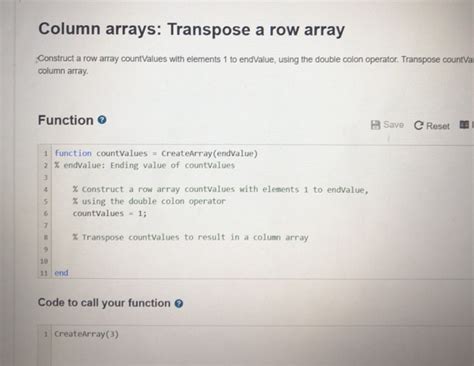 solved column arrays transpose a row array construct a
