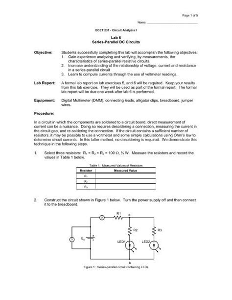 Series Parallel Circuit Experiment Conclusion Wiring Diagram Digital