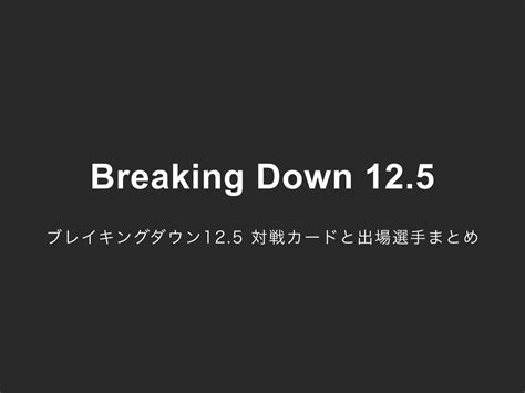 【ブレイキングダウン12 5速報】 Breakingdown12 5 対戦カードと大会概要まとめ モノコトニュース