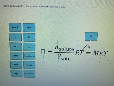 solved label each variable in the equation below with the