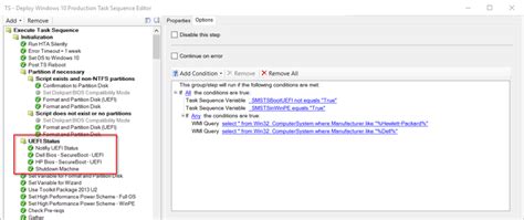 sccm task sequence windows 10 with dell cctk uefi
