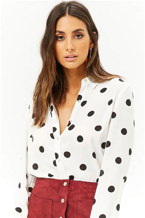 Chiffon Polka Dot Shirt Polka Dot Blouse Outfit Polka Dot Shirt