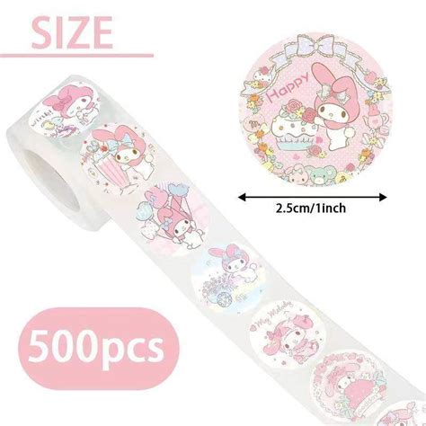 500pcs Pack Colorful Sanrio My Melody Sticker Seal Label Paper Roll