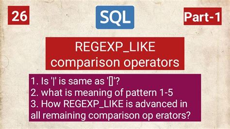 sql regexp like part 1 comparison operators youtube