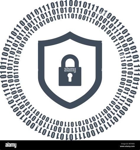 Cyber Security Shield Icon Or Logo Binary Digital Circles And Lock