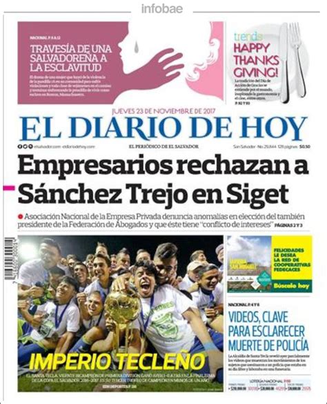 El Diario De Hoy El Salvador Jueves 23 De Noviembre De 2017 Infobae
