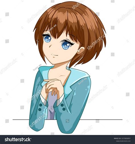 Anime Girl Short Brown Hair Stock Illustration 2275826957 Shutterstock