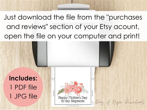 Printable Stepmom Mothers Day Card Happy Mothers Day To My Stepmom