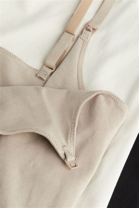 Mama 3 Pack Nursing Tank Tops Light Beige Cream Black Ladies Handm Us
