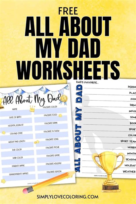 All About My Dad Worksheet Free Pdf Printables Simply Love Coloring
