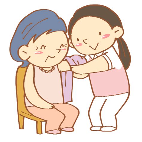 着替え介助をする女性介護士のイラスト かわいいフリー素材が無料のイラストレイン