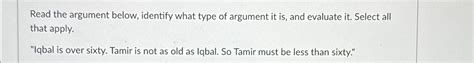Read The Argument Below Identify What Type Of