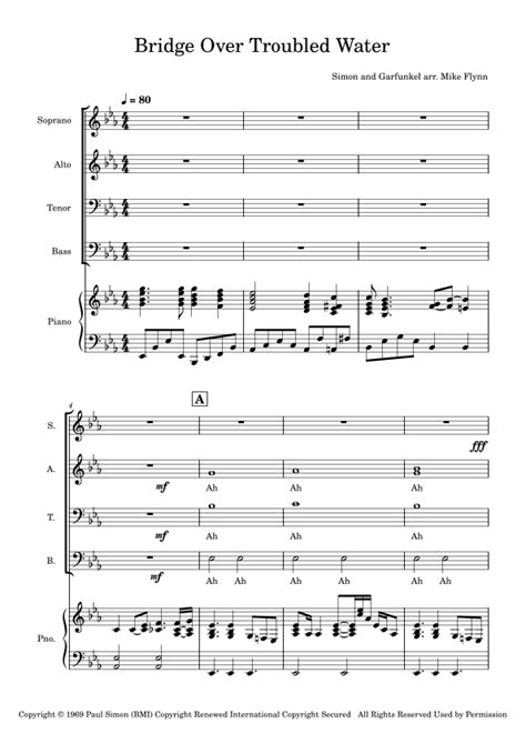 Bridge Over Troubled Water Arr Mike Flynn By Simon And Garfunkel Sheet