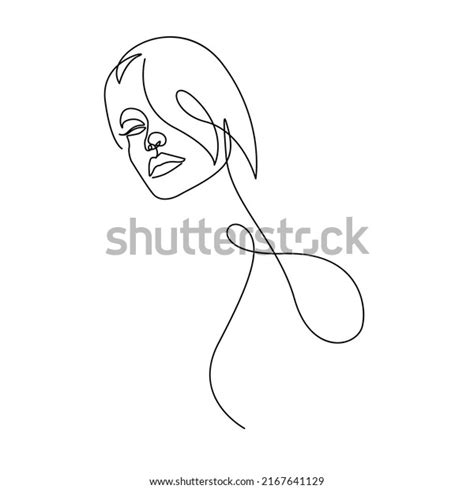 Abstract Woman Face Line Art Drawing Stock Vector Royalty Free