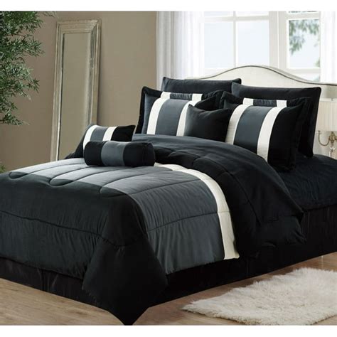 11 Piece Oversized Black And Gray Comforter Set Bedding With Sheet Set