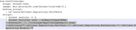 core how to use dotnet dotcover test dcfilters command to