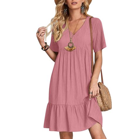 Gzwyht Summer Dresses Dresses For Women 2024 Dress T Shirt Dress Midi