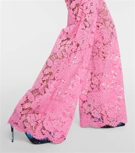 High Rise Lace Wide Leg Pants In Pink Dolce Gabbana Mytheresa
