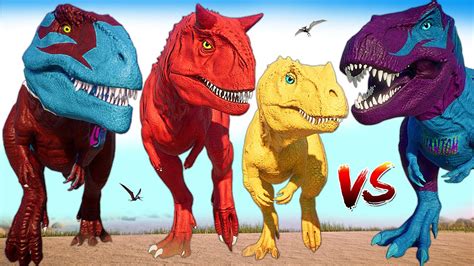Sentry Carnotaurus Vs Iron Fist Spinosaurus And T Rex I Rex Jurassic