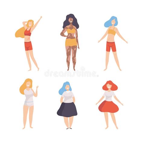 Female With Different Figure Type And Height As Body Positive And Self